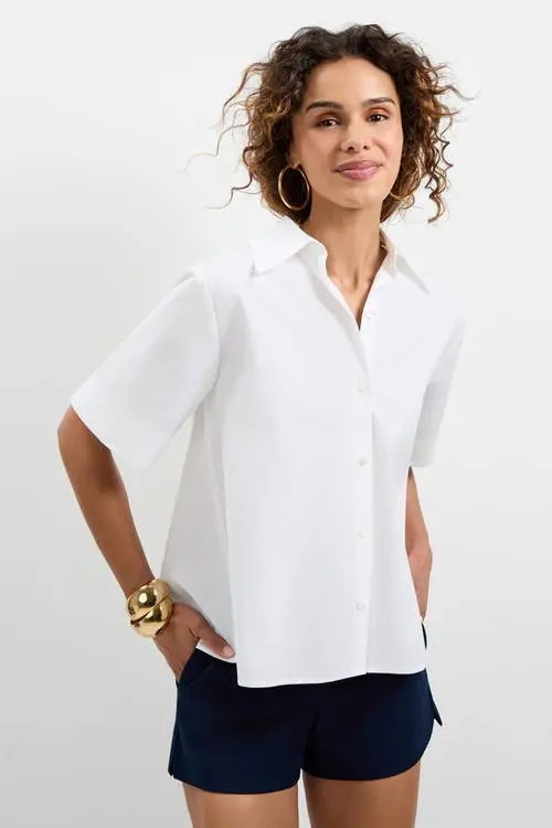 Trina Turk Triennale Lace-up Back Short Sleeve Shirt