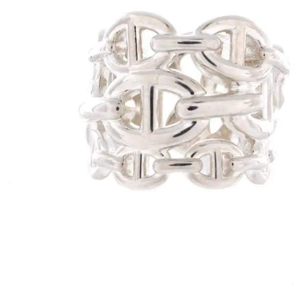 Hermès Chaine D'ancre Enchainee Ring Sterling Gm - Silver
