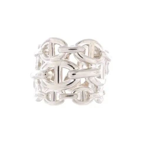 Hermès Chaine D'ancre Enchainee Ring Sterling Gm - Silver