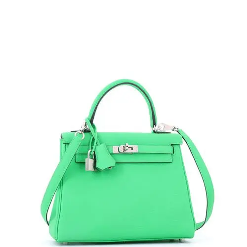 Hermès Kelly Handbag Togo With Palladium Hardware 25 - Green