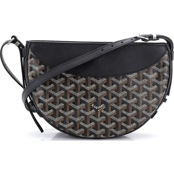 Goyard Hirondelle Shoulder Bag Coated Canvas And Leather - Black