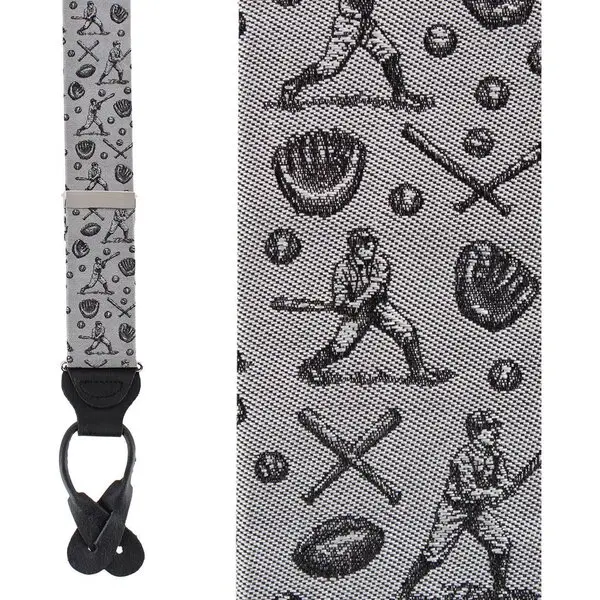 Trafalgar Batter Up Novelty Baseball Silk Button End Suspenders