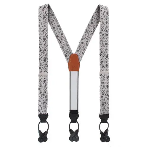 Trafalgar Batter Up Novelty Baseball Silk Button End Suspenders