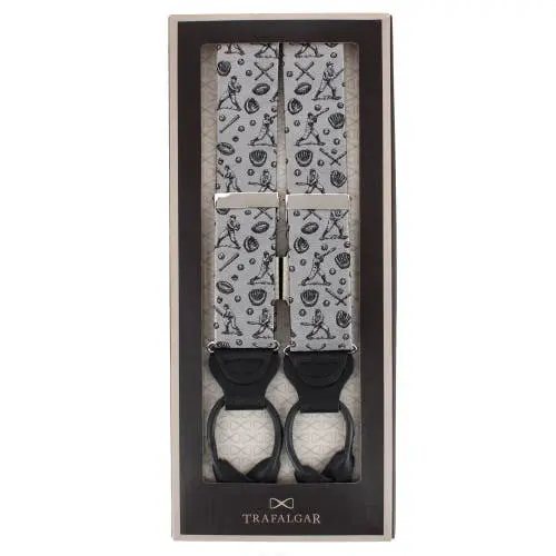 Trafalgar Batter Up Novelty Baseball Silk Button End Suspenders