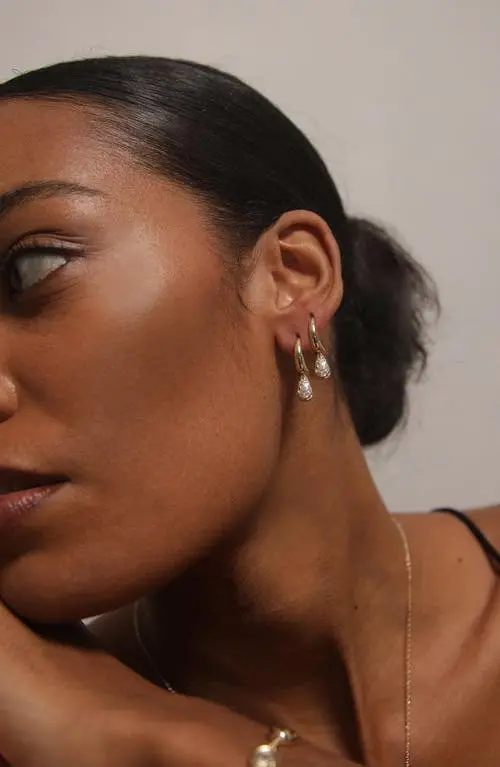 YOJ Petra Pave Hoop Earrings With Crystals