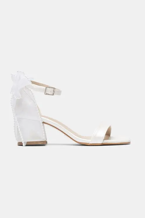 FOREVER & ALWAYS SHOES Floraya Bow Block Heel Bridal Sandal