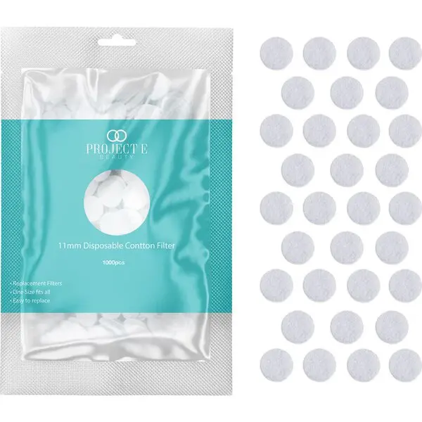 PROJECT E BEAUTY 1000pcs Microdermabrasion Replacement Filters 11mm Cotton Filter - White