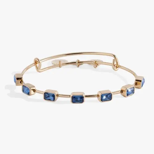 ALEX AND ANI September Birthstone Emerald Cut Bangle - Silver