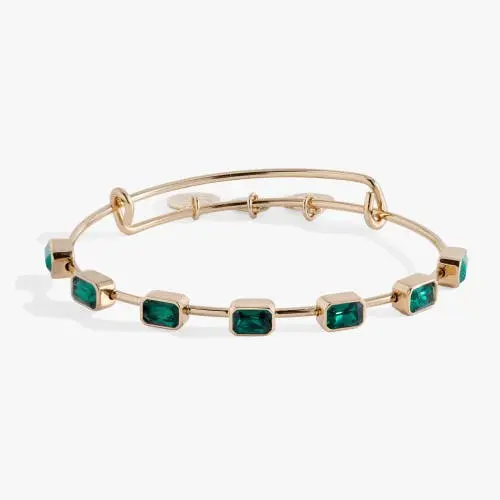 ALEX AND ANI May Birthstone Emerald Cut Bangle - Gold