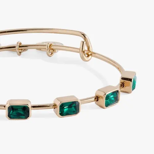 ALEX AND ANI May Birthstone Emerald Cut Bangle - Gold