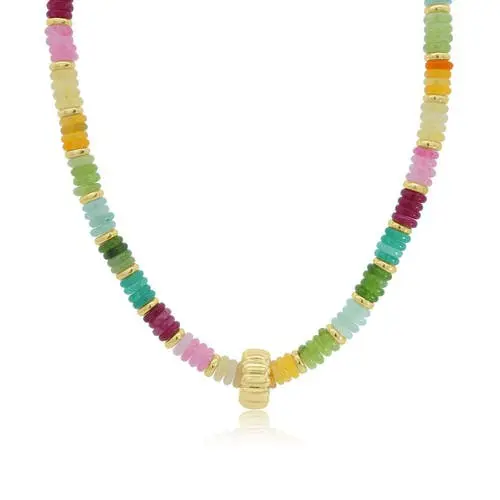 THE LOVERY FINE JEWELRY 18k Gold Plated Brass Bead Rondel Necklace - Rainbow