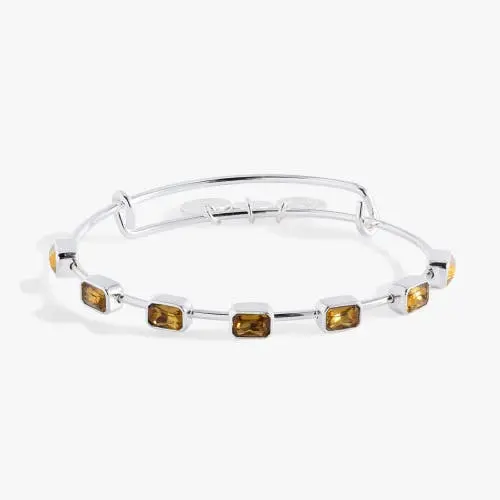 ALEX AND ANI Emerald Cut Birthstone Bangle - Silver