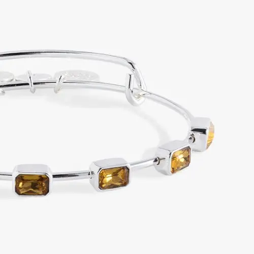 ALEX AND ANI Emerald Cut Birthstone Bangle - Silver