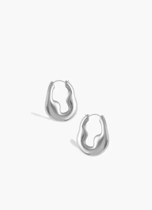 YOJ Luna Drop Hoops - Silver