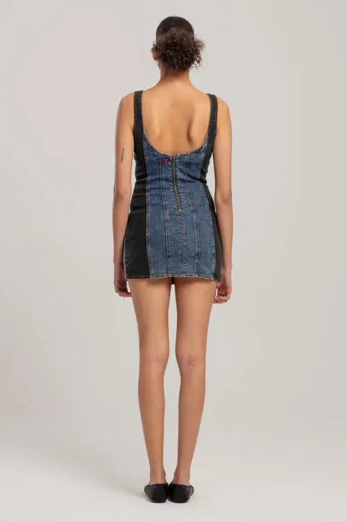 PCFG Two-tone Denim Body-conscious Dress