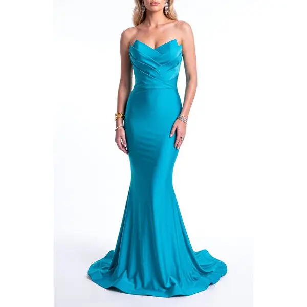 JESSICA ANGEL One-shoulder Gown - Turquoise