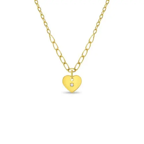 IN SEASON JEWELRY 14k Yellow Heart Pendant Cubic Zirconia Necklace - Gold