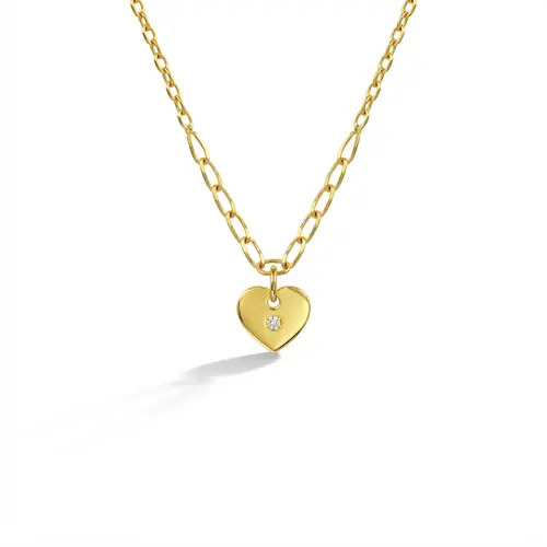 IN SEASON JEWELRY 14k Yellow Heart Pendant Cubic Zirconia Necklace - Gold