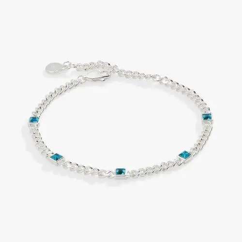 ALEX AND ANI March Birthstone Aquamarine Curb Chain Bracelet - Silver