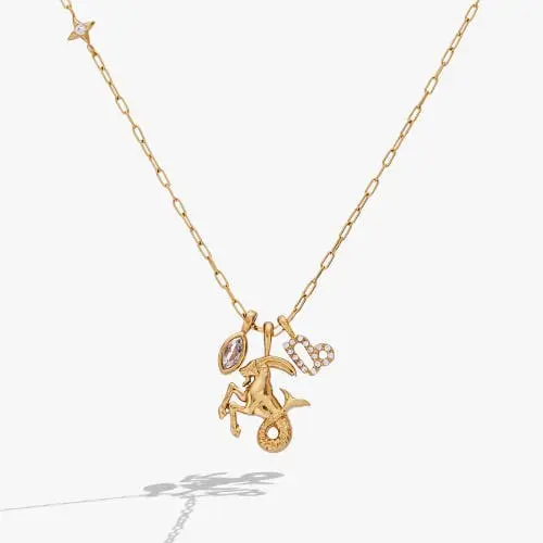 ALEX AND ANI Capricorn Zodiac Charm Cluster Necklace - Gold
