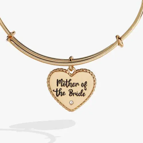 ALEX AND ANI Mother Of The Bride Heart Charm Bangle Bracelet - Silver