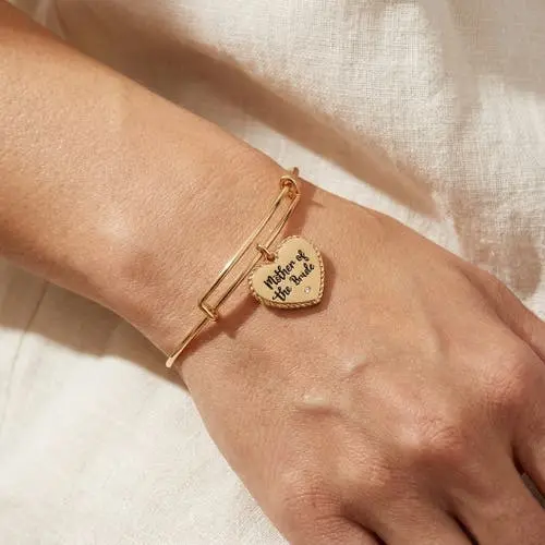 ALEX AND ANI Mother Of The Bride Heart Charm Bangle Bracelet - Silver