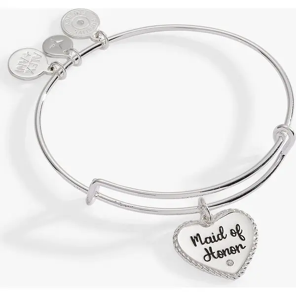ALEX AND ANI Mother Of The Bride Heart Charm Bangle Bracelet - Silver