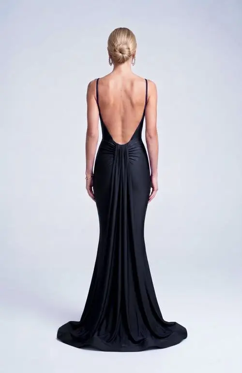 JESSICA ANGEL Open Back Sweetheart Mermaid Gown - Black