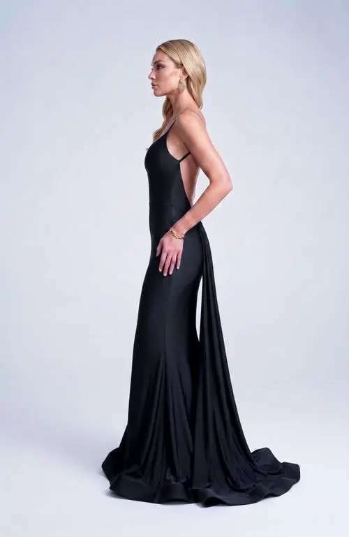 JESSICA ANGEL Open Back Sweetheart Mermaid Gown - Black