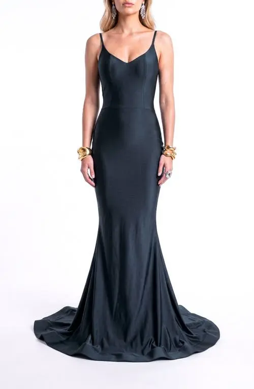 JESSICA ANGEL Open Back Sweetheart Mermaid Gown - Black