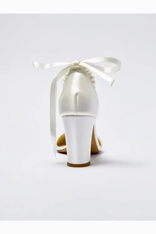 FOREVER & ALWAYS SHOES Caelis Pearl Ankle Strap Block Heel Sandals