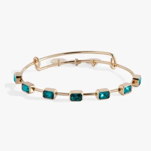 ALEX AND ANI December Birthstone Emerald Cut Bangle - Silver