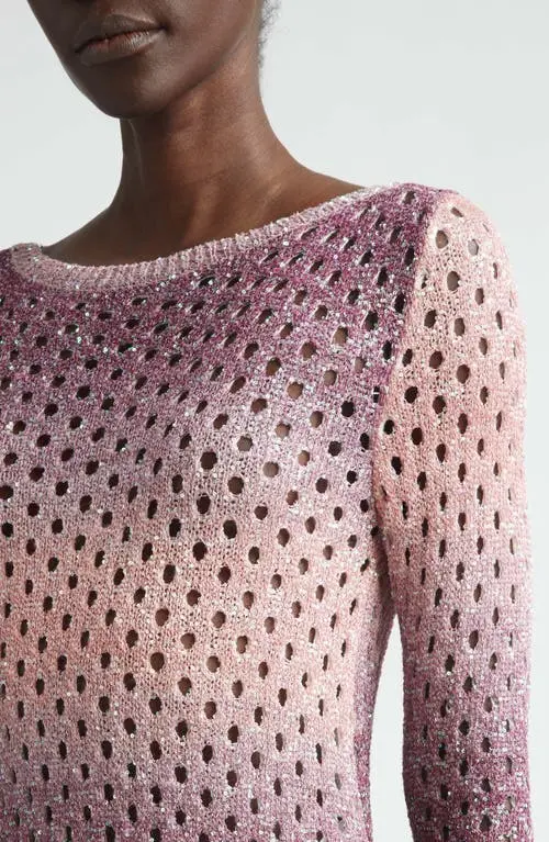 Etro Sequin Embellished Open Stitch Ombré Sweater