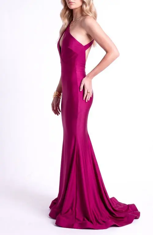 JESSICA ANGEL Asymmetrical Cutout Mermaid Gown - Magenta
