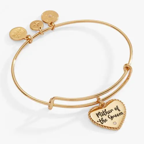 ALEX AND ANI Mother Of The Groom Heart Charm Bangle Bracelet - Silver