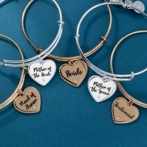 ALEX AND ANI Mother Of The Groom Heart Charm Bangle Bracelet - Silver