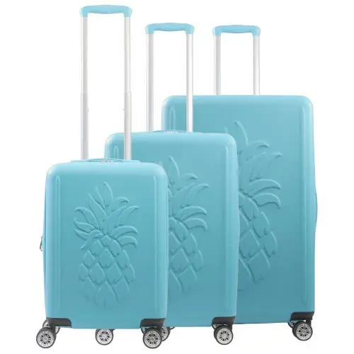 Tommy Bahama 3-piece Hardside Spinner Luggage Set With Embossed Pineapple Detail - Blue