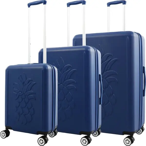 Tommy Bahama 3-piece Hardside Luggage Set With 3d Pineapple 30 - Navy