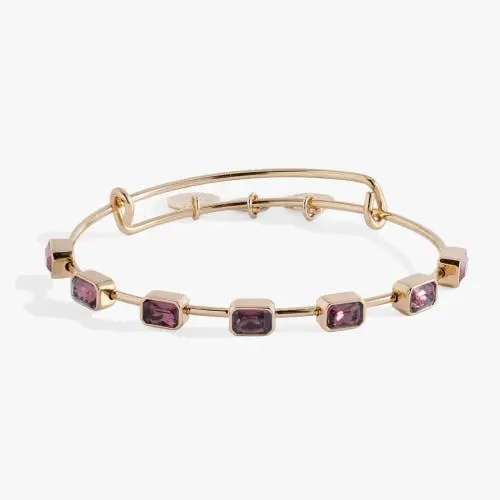 ALEX AND ANI February Birthstone Emerald Cut Bangle - Silver