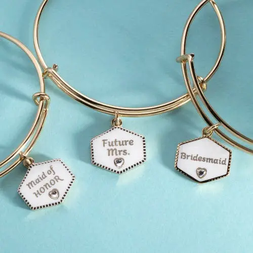 ALEX AND ANI Future Mrs." Mother Of Pearl Charm Bangle Bracelet