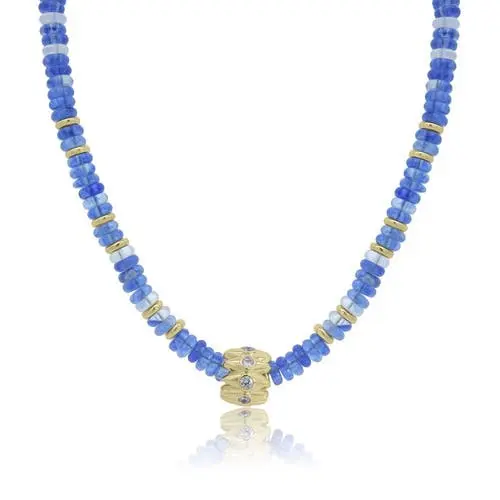 THE LOVERY FINE JEWELRY Bead Rondel Necklace With Cubic Zirconia - Blue