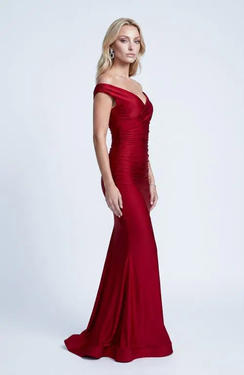JESSICA ANGEL Off-the-shoulder Mermaid Gown - Red