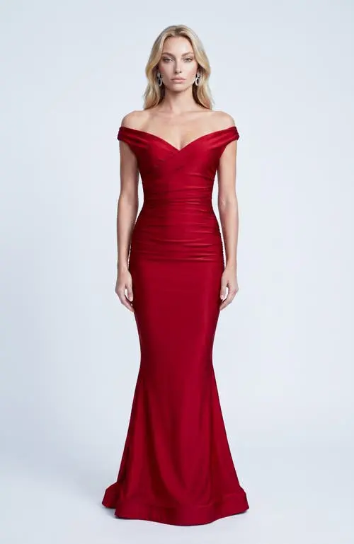 JESSICA ANGEL Off-the-shoulder Mermaid Gown - Red