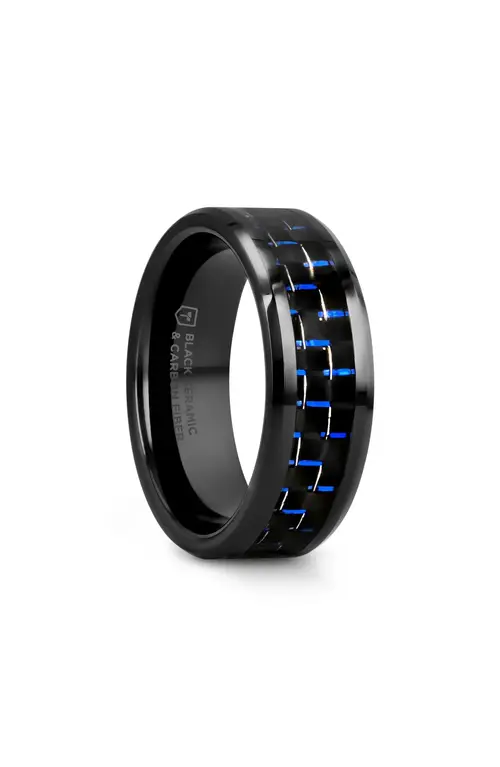 THORSTEN Avitus Carbon Fiber Inlay Beveled Ceramic Ring - 10mm