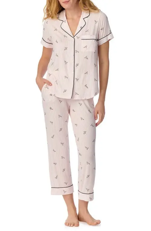 Kate Spade New York Print Crop Pajamas - Pink Stripe