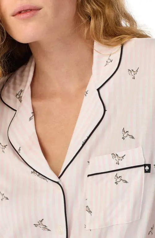 Kate Spade New York Print Short Pajamas - Pink Stripe