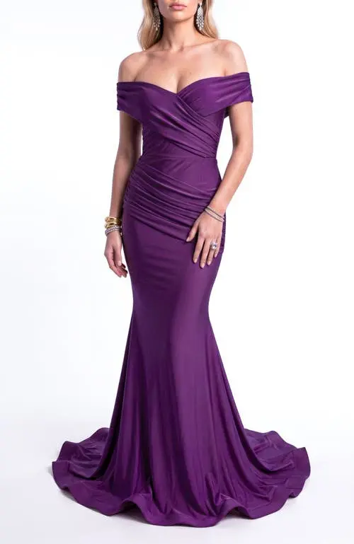 JESSICA ANGEL Off-the-shoulder Mermaid Gown - Grape