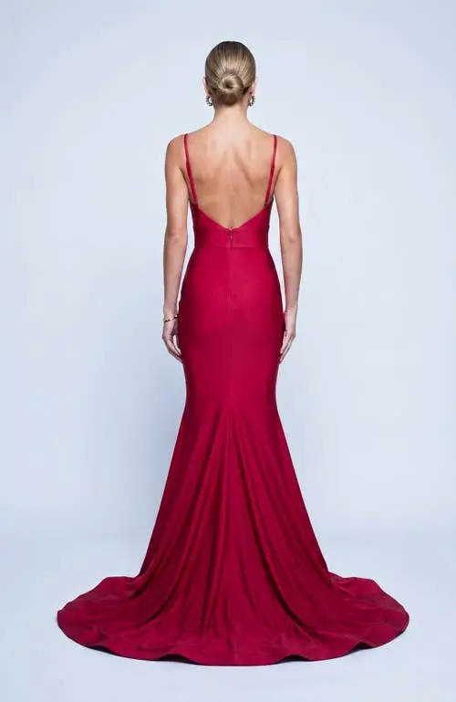 JESSICA ANGEL Ruched Mermaid Evening Gown - Red