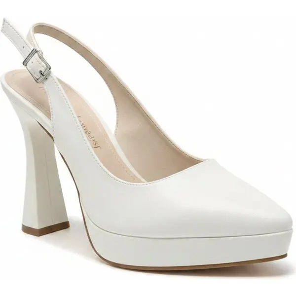 FOREVER & ALWAYS SHOES Corin Pointed Toe Slingback Wedding Platform Pump