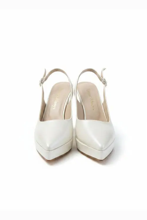 FOREVER & ALWAYS SHOES Corin Pointed Toe Slingback Wedding Platform Pump